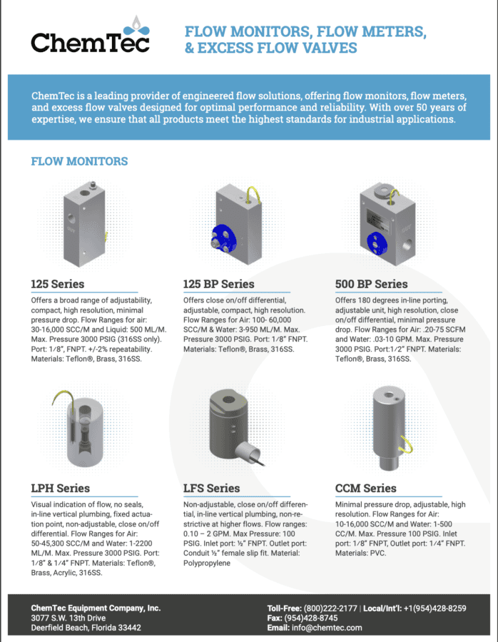 Flow Monitors, Flow Monitors, and Excess Flow Valves | ChemTec